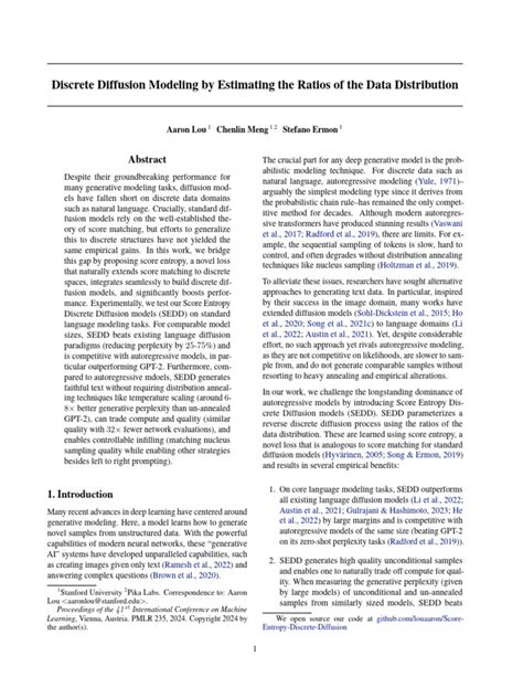2024 Icml Discrete Diffusion Modeling By Estimating The Ratios Of The