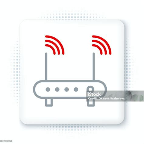 흰색 배경에 격리 된 라인 라우터 및 Wifi 신호 기호 아이콘 무선 이더넷 모뎀 라우터 컴퓨터 기술 인터넷 다채로운 개요 개념