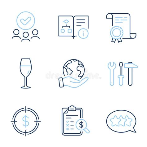 Spanner Tool Stars And Wineglass Icons Set Accounting Report Dollar Target And Technical