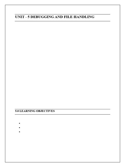 Unit V Debugging And File Handling Pdf Software Testing