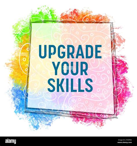Upgrade Your Skills Colorful Spatter Abstract Doodle Element Text Stock