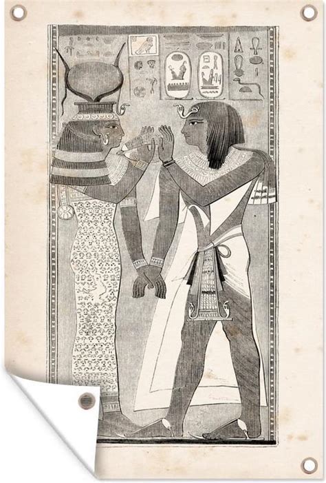 Wanddecoratie Buiten Tekening Van Een Eerbetoon Aan Hathor X Cm