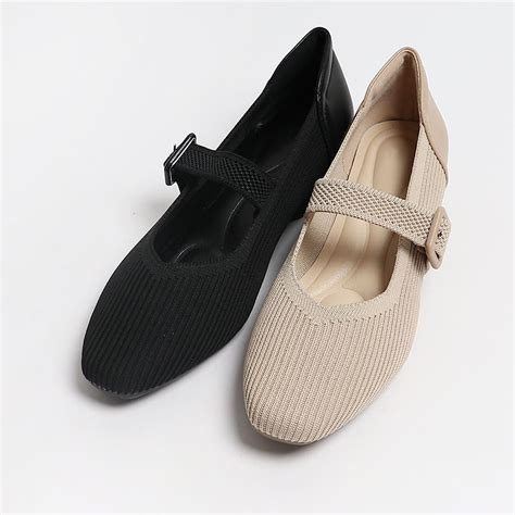 발레리나 컴포트 쿠션 미끄럼방지 니트스판 메리제인and플랫단화 35cm P M873 Wondershoes 원더슈즈