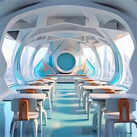 Premium Photo Abstract Futuristic School Classroom Illustration Generative Ai