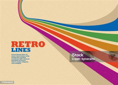 복고풍 라인 벡터 추상적 인 배경 3d 차원 관점 빈티지 그래픽 디자인 아트 포스터 70 년대 의 스타일로 벽지 3차원 형태에 대한 스톡 벡터 아트 및 기타 이미지 Istock