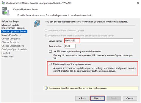 Windows Server 2016 Update Services Downstream Server