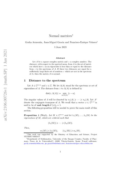 Pdf Normal Matrices