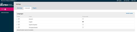 Ojs 3 Site Settings Languages Open Journal Systems