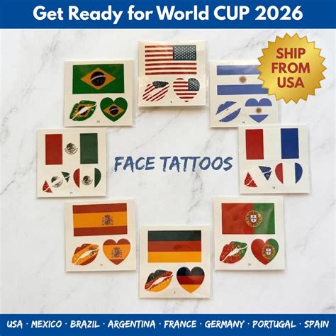Face Tattoos World Cup Party Decor Soccer Birthday Ts Usa Mexico