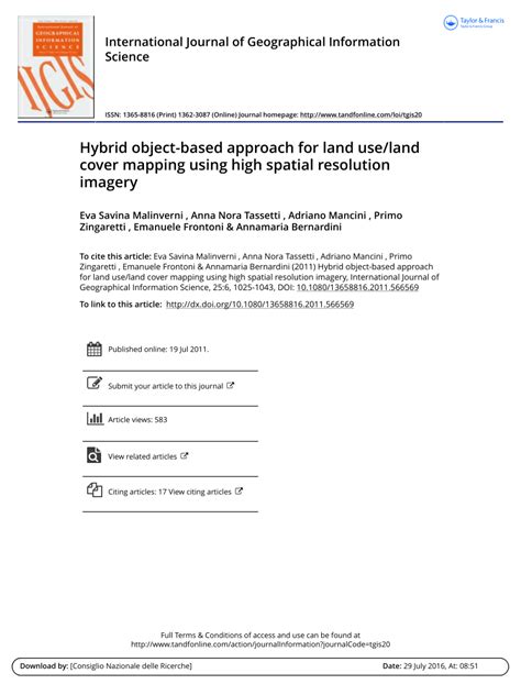 Pdf Hybrid Object Based Approach For Land Useland Cover Mapping