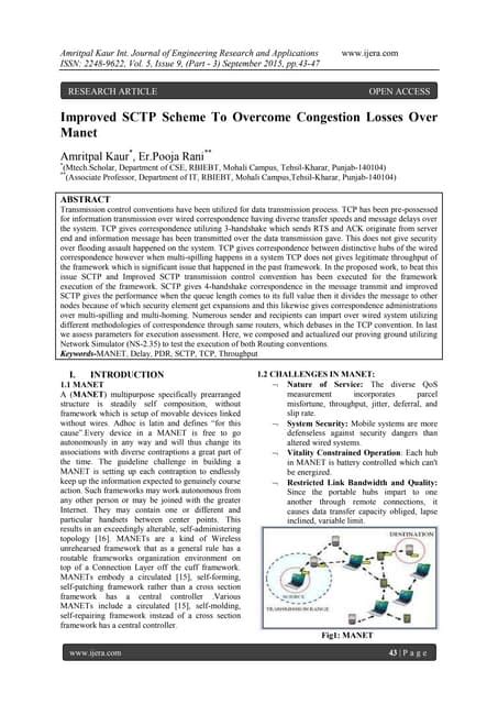 Improved Sctp Scheme To Overcome Congestion Losses Over Manet Pdf