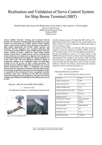 Realisation And Validation Of Servo Control System For Ship Borne Terminal Sbt 2017 Ieee