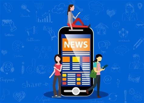 뉴스 개념 배경 여자 스마트 폰 아이콘 Handdrawn 장식 Ai Eps Uidownload