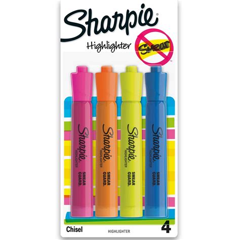 Sharpie Tank Style Highlighters Chisel Tip Assorted 4 Count