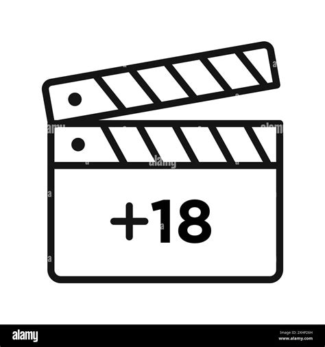 Plus 18 Movie Icon Black Line Art Vector In Black And White Outline Set Collection Sign Stock