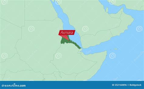 Map Of Eritrea With Pin Of Country Capital Stock Vector Illustration Of Landscape Africa