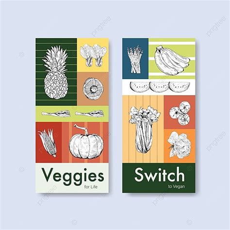 브로셔 및 전단지 수채화 벡터 일러스트 레이 션에 대 한 채식주의 음식 개념 디자인 전단지 템플릿 템플릿 Psd 다운로드 디자인 자료 다운로드