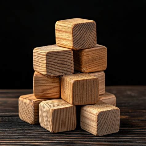 Wooden Cubes Stacked On Top Of Each Other On A Dark Background Stock Illustration Illustration