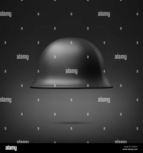 Vector 3d Realistic Black Military Soldier Protective Helmet Closeup