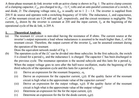 A Three Phase Resonant Dc Link Inverter With An