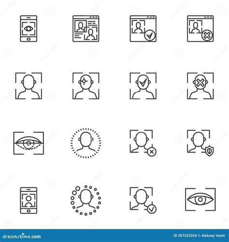 Biometrics Identification Line Icons Set Stock Illustration Illustration Of Vector Editable