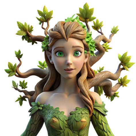 Signature Nordic A Graceful Dryad Emerging From An Ancient Oak Tree