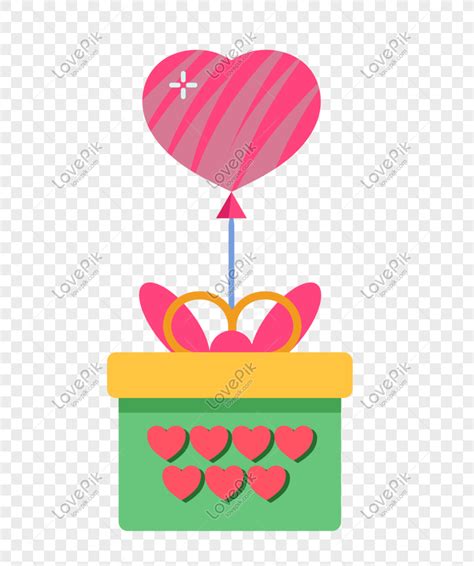 발렌타인 풍선 선물 상자 그림 Png 일러스트 무료 다운로드 Lovepik