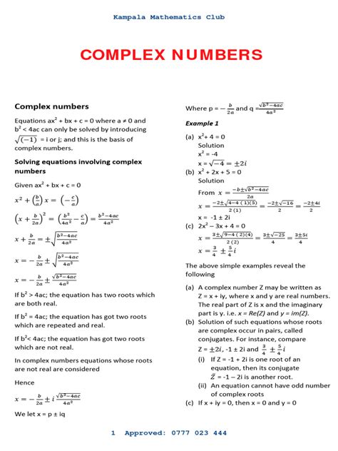 Complex Numbers Pdf Complex Number Cartesian Coordinate System