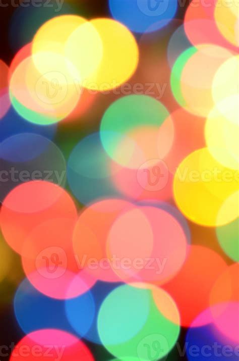 Blurred Festive Colorful Lights Over Black Useful As Background All Main Colors Included Red