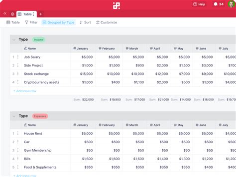 Finances Tracker Template Infinity