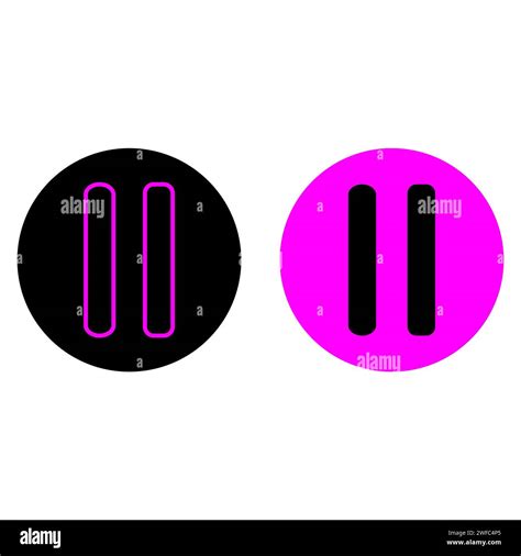 Pause Icon Set Black And Pink Symbols Audio Record Element