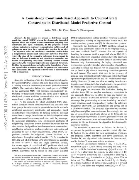 A Consistency Constraint Based Approach To Coupled State Constraints In