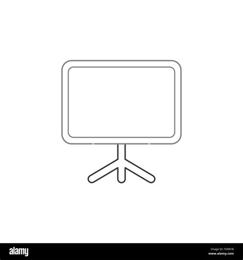 Vector Icon Of Blank Presentation Chart Board White Background And Colored Outlines Stock