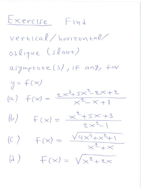 Exercises Asymptotes Pdf