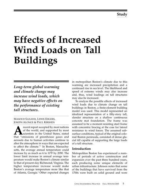 Pdf Effects Of Increased Wind Loads On Tall Buildings