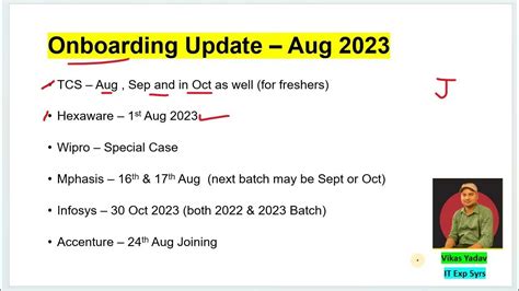Onboarding Update Wipro Accenture Tcs Mphasis Hexaware