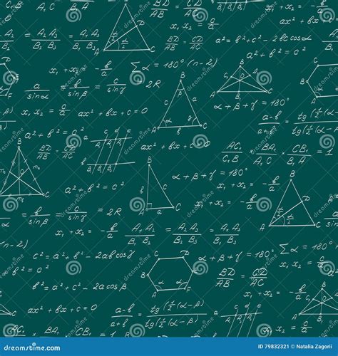 Seamless Illustration On The Theme Of The Subject Of Geometry Formulas And Charts Of Theorems
