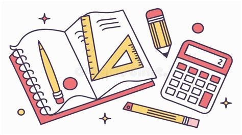 Math Class Supplies With Calculator And Open Book Vector Design