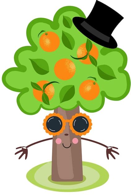 Premium Vector Funny Orange Tree Comic With Black Hat And Sunglasses