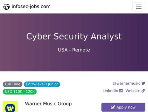 [hiring] Cyber Security Analyst Remote R Infosec Jobs