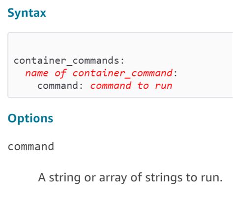 Amazon Web Services What Are The Type Of Commands In Containercommands In Aws Elastic