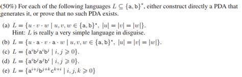 Solved In This Assignment Construct Directly A Pda Means