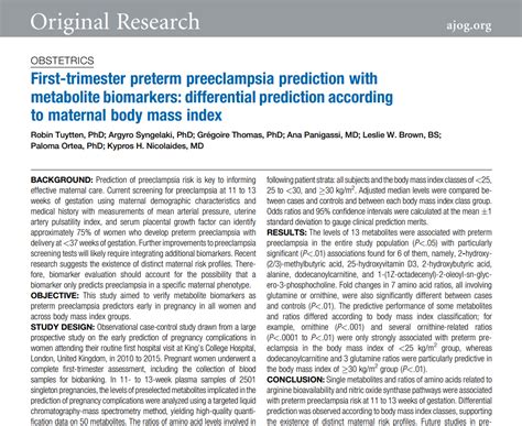 First Trimester Preterm Preeclampsia Prediction