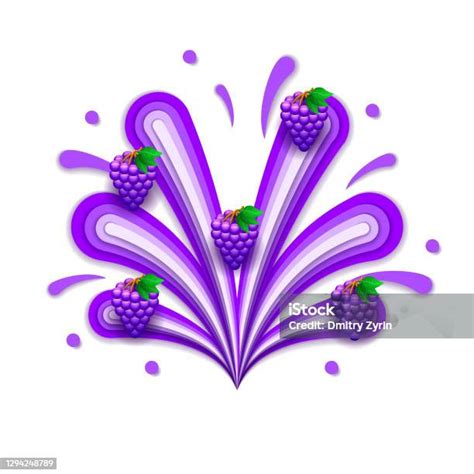 추상 용지 컷 이광택 물 스플래시 방울 색상 보라색 포도 배경 벡터 디자인 스타일 3차원 형태에 대한 스톡 벡터 아트 및 기타 이미지 3차원 형태 개념 개념과 주제