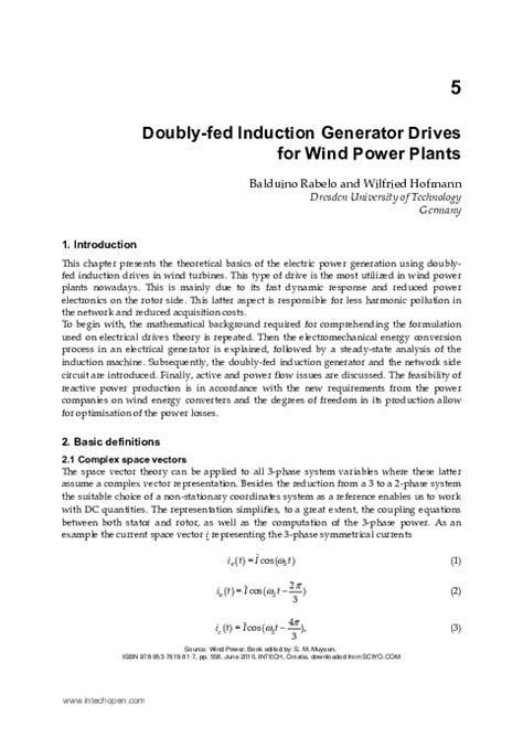 Pdf Doubly Fed Induction Generator Drives For Wind Power Plants
