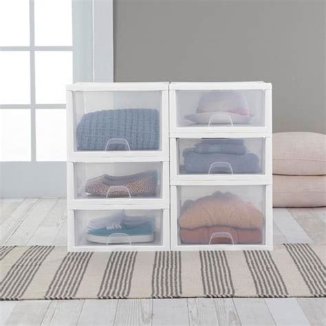 Sterilite Corporation 4 Pack White Stackable Plastic Storage Drawer 10