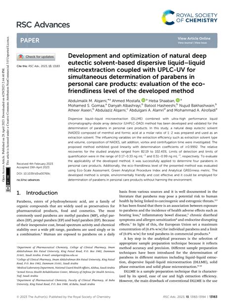 Pdf Development And Optimization Of Natural Deep Eutectic Solvent