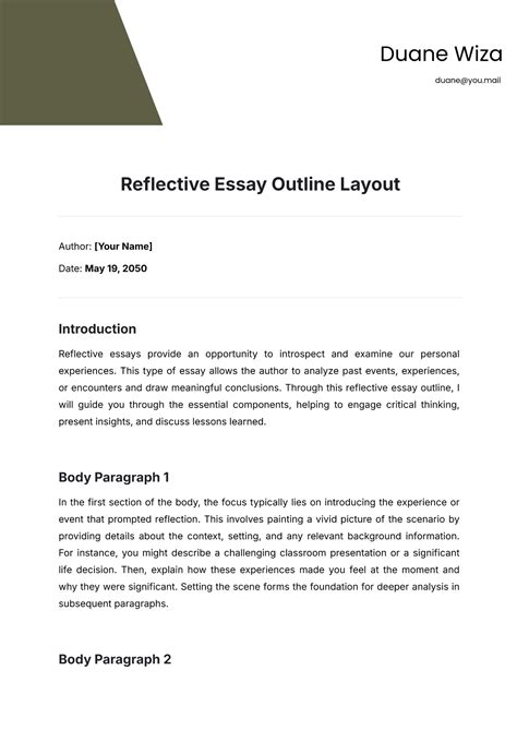 Free Reflective Essay Templates Editable And Printable