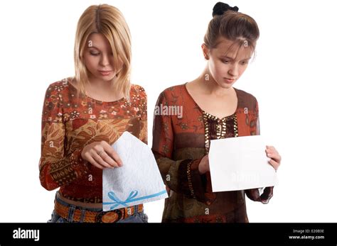 Girls With Envelope Stock Photo Alamy