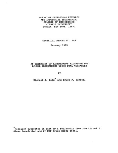 Pdf An Extension Of Karmarkars Projective Method For Linear Programming Using Dual Variables